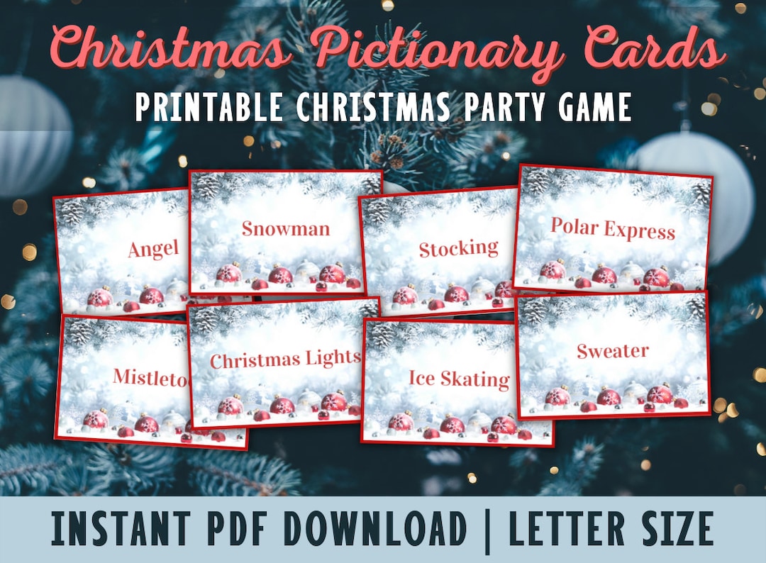 Christmas Pictionary Game, Christmas Pictionary Cards, 80 Pack, Party ...