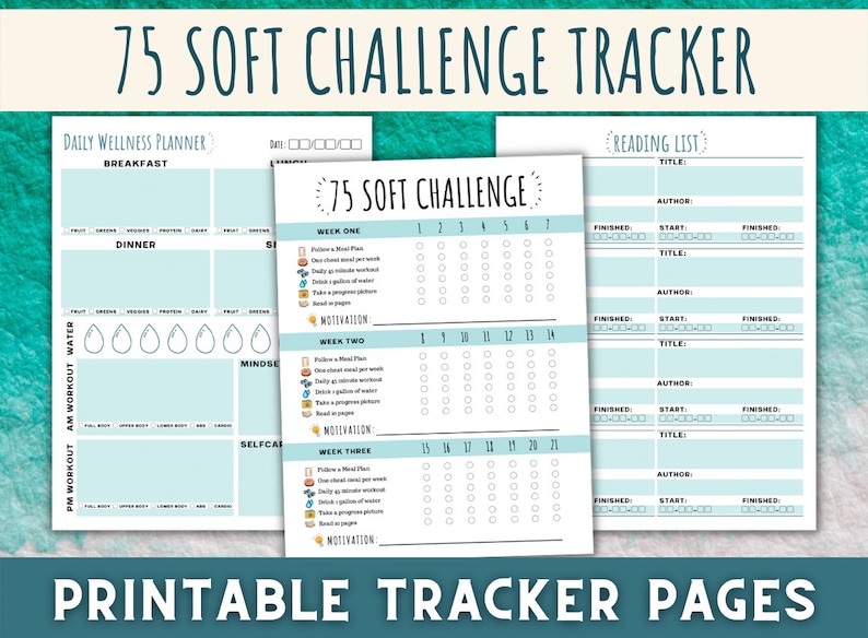75 Soft Challenge Tracker, Andy Frisella, 75 Soft Printable Planner ...