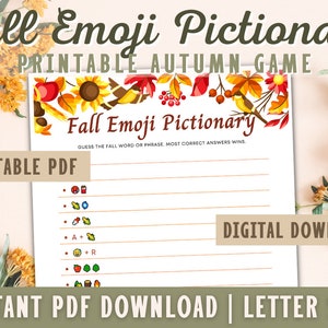 Fall Emoji Pictionary Game, Fall Time Activities for Adults & Kids ...