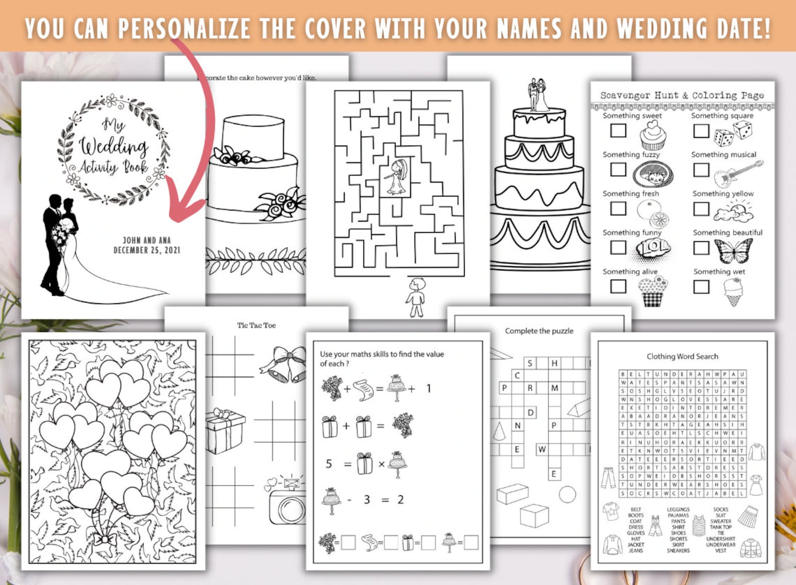 Wedding Activity Pack for Kids, Kids Wedding Activity Book Printable ...