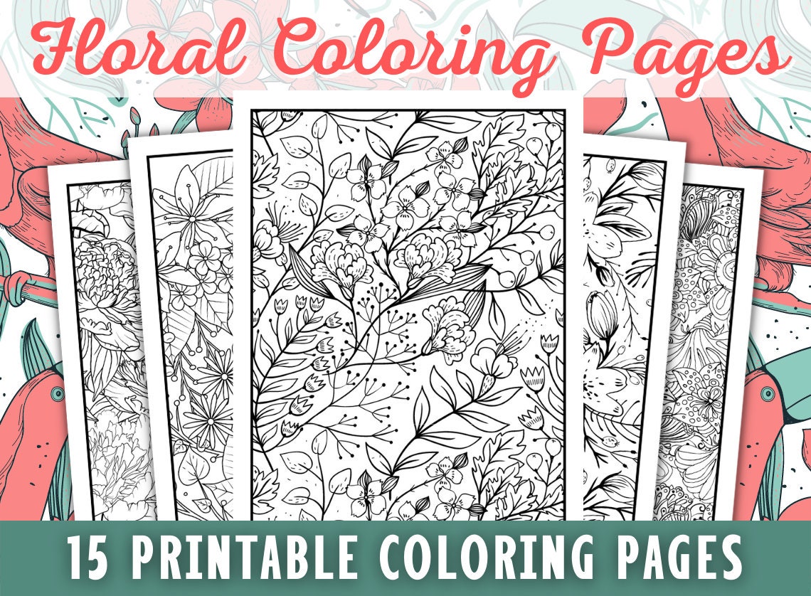 Printable Flower Coloring Pages for Adults & Teens, 15 Pages, Mandala ...