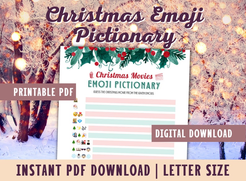Christmas Emoji Pictionary Game, Christmas Activities for Adults & Kids ...