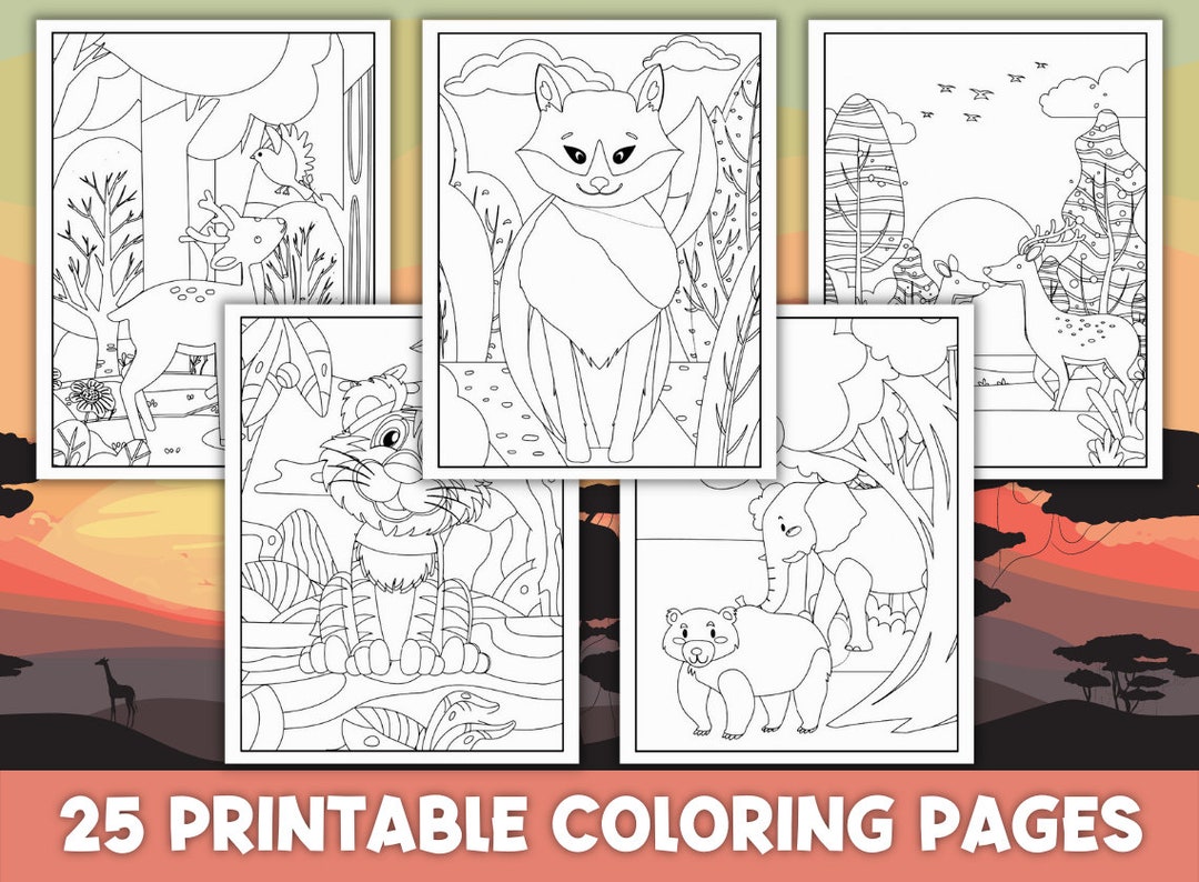 Wild Animal Coloring Pages, Zoo Animal Coloring for Kids, Realistic ...