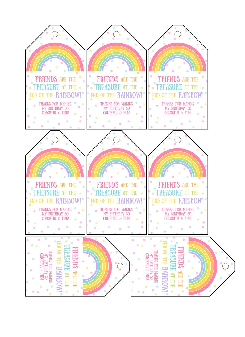Rainbow Favor Tag - Birthday Party Tags - Rainbow Thank You Tags ...