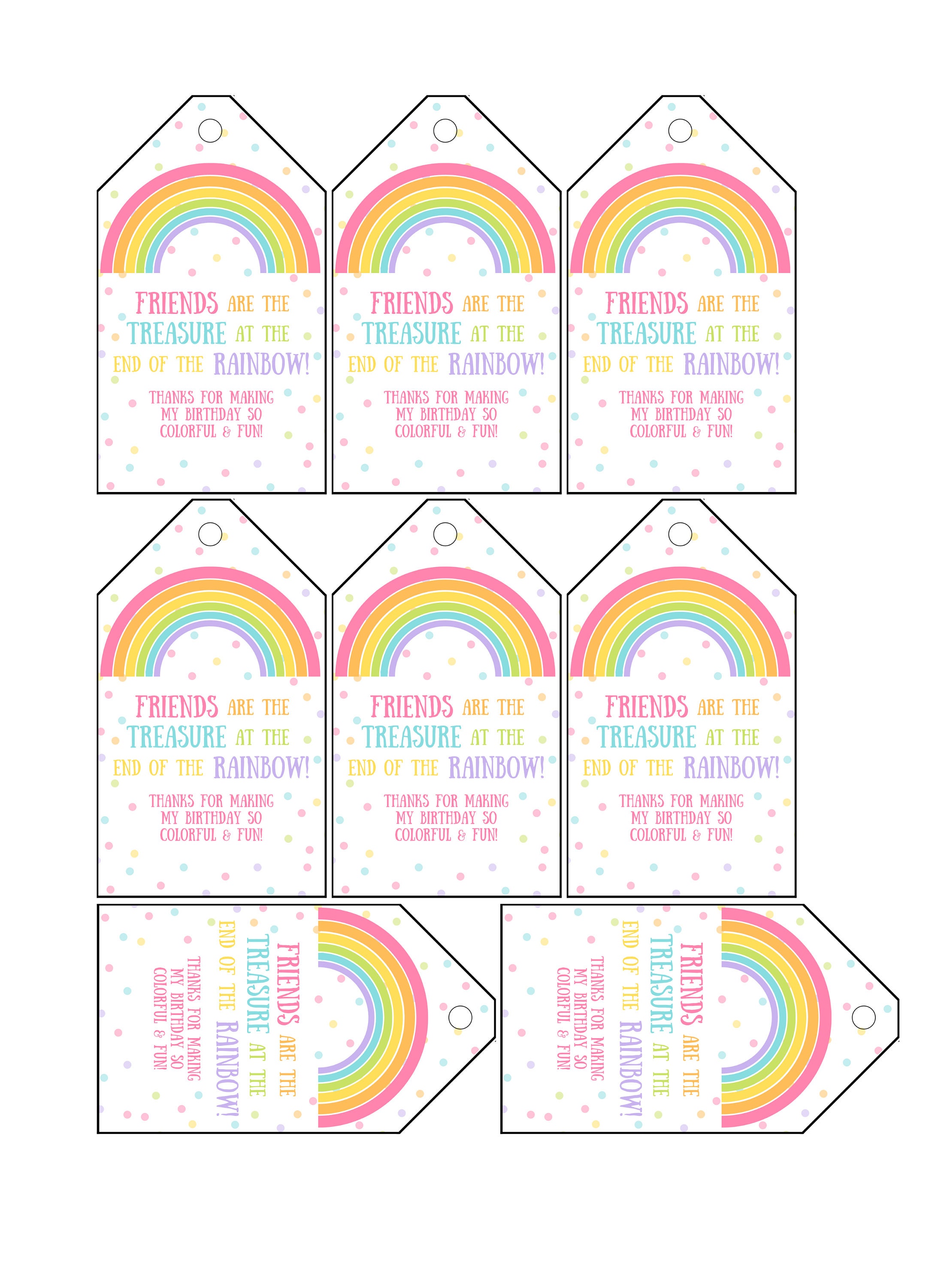 Rainbow Favor Tag - Birthday Party Tags - Rainbow Thank You Tags ...