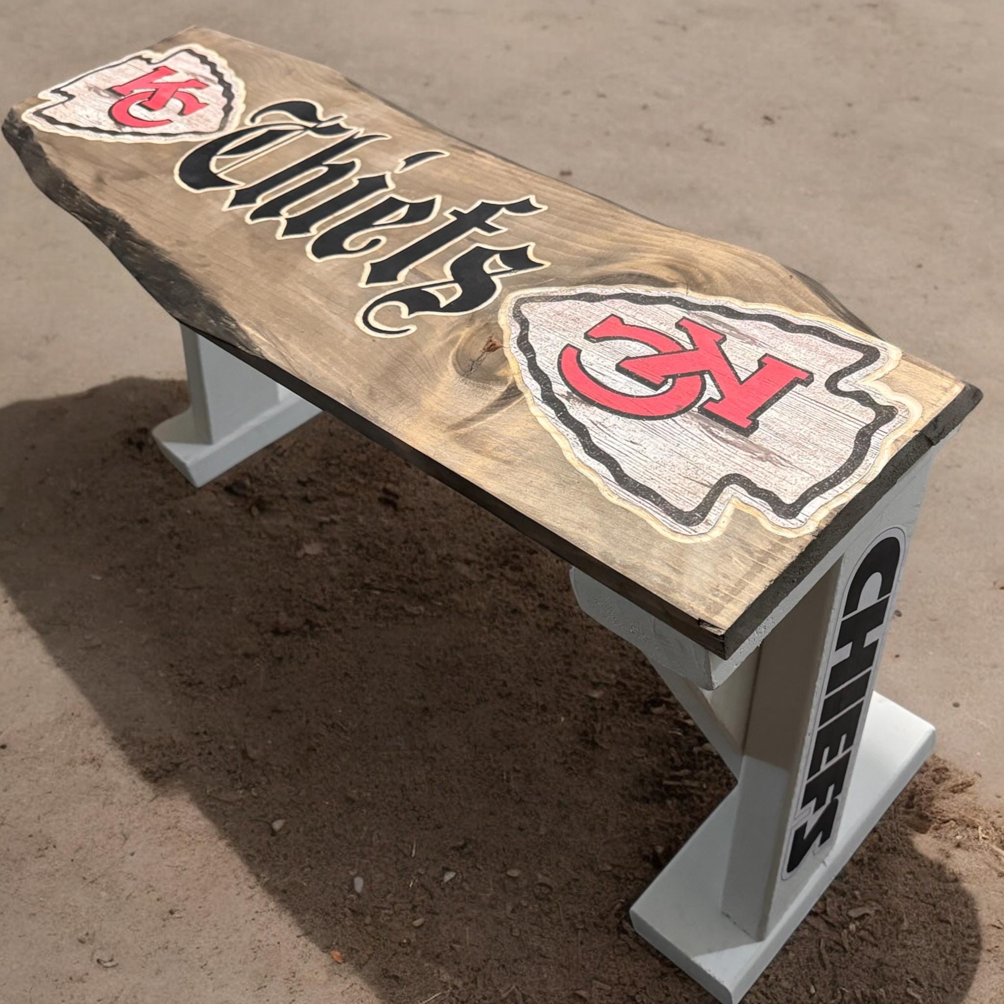 Kansas City Chiefs Rough Edge Bench - Etsy