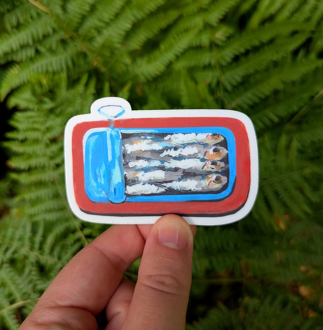 Fish Vinyl Sticker – Funny Handmade Sardine Tinned Waterproof Decal - Etsy