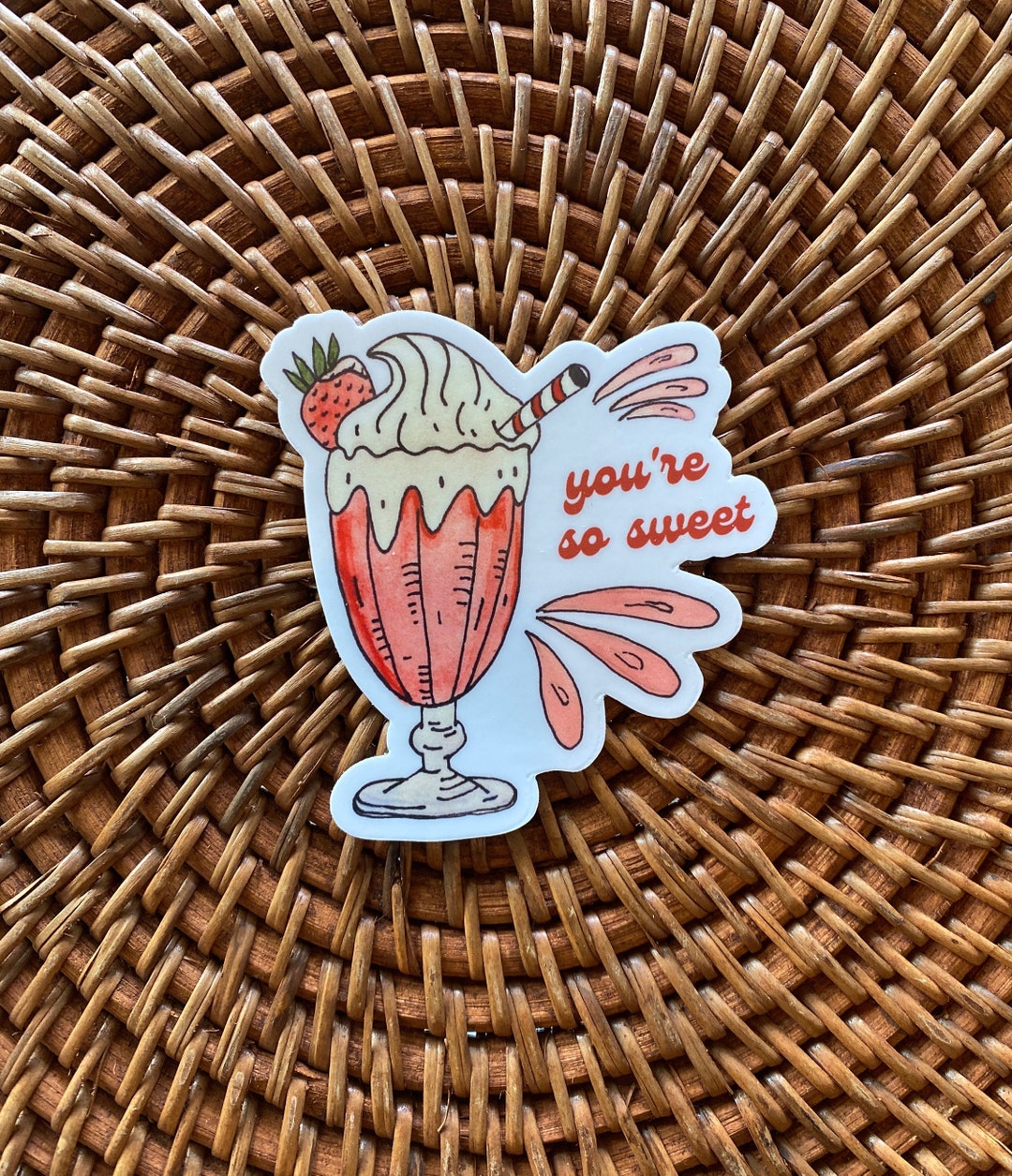 Strawberry Milkshake Sticker & Magnet | Watercolor Design | Retro ...