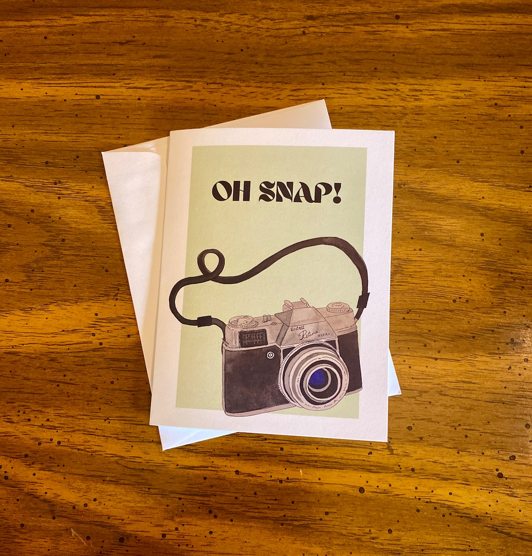 Oh Snap | Camera Kodak | Groovy Greeting Cards | Retro Watercolor | Fun ...