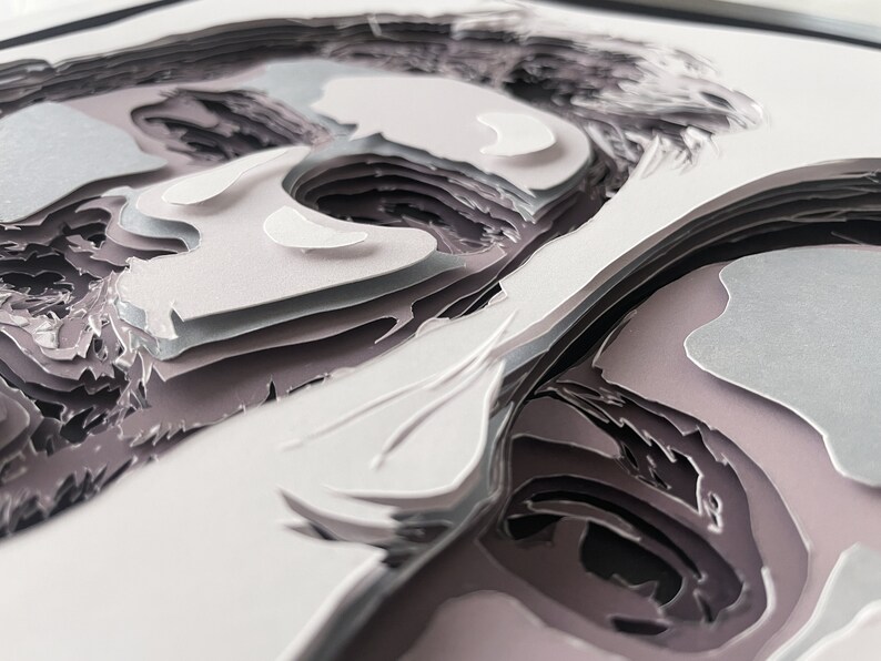 3D Layered Custom Portrait Paper Art, Black-and-white Colors ...