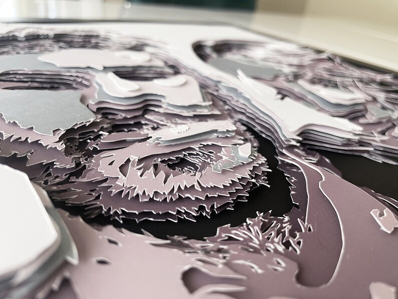 3D Layered Custom Portrait Paper Art, Black-and-white Colors ...