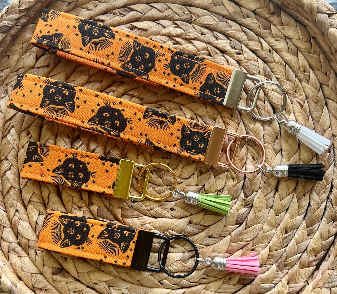 Halloween Key Fobs Cat Wrist Lanyards Holiday Key Chains - Etsy