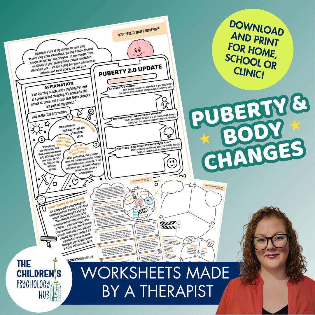 Puberty & Body Image Bundle | Therapeutic Toolkit | CBT and ACT ...