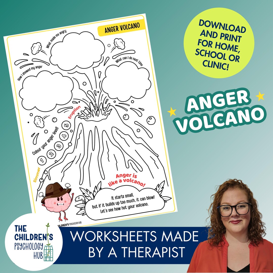 Anger Volcano Worksheet, Kids Coping Skills, Therapy Activity (PDF ...