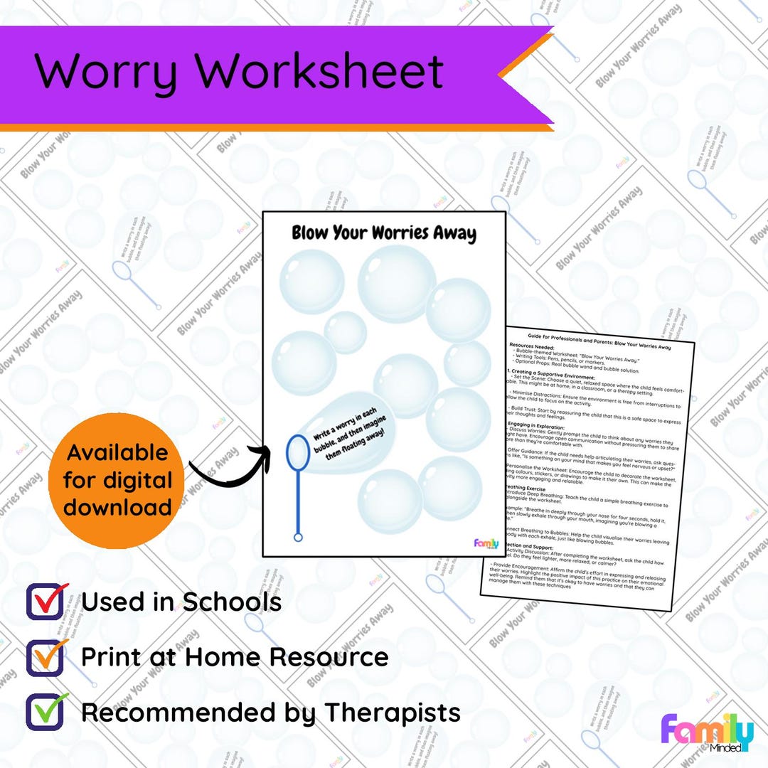 Childrens Worry Worksheet, Emotions, Anxiety, Anxious, Kids, School ...