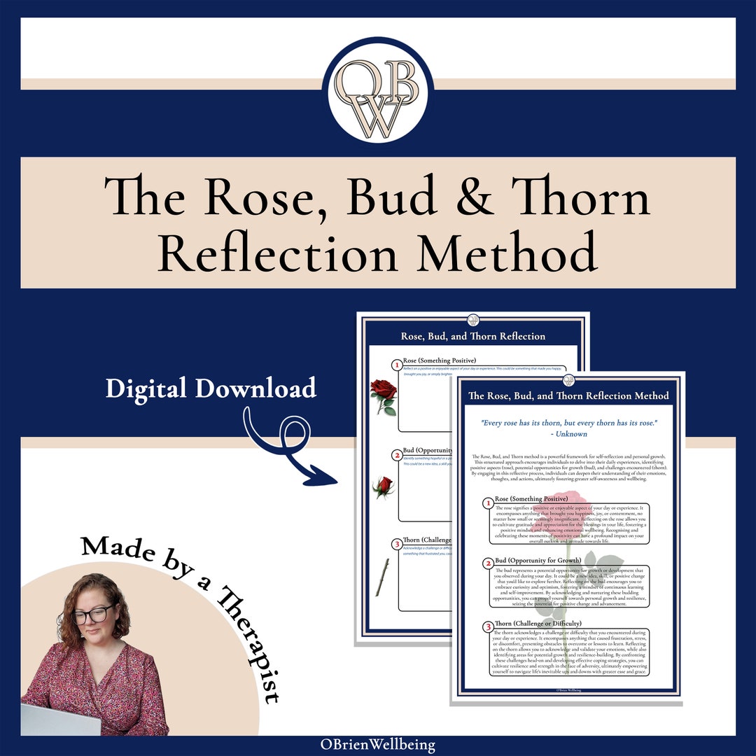 Rose, Bud and Thorn Reflection Worksheet. Counsellor, Psychology ...