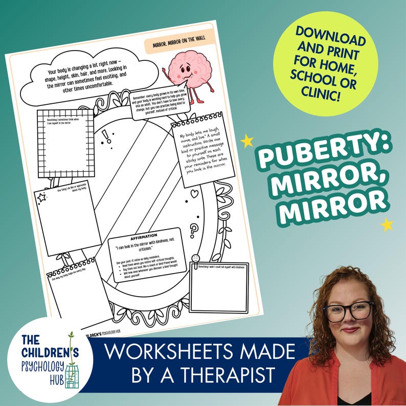 Puberty & Body Image CBT/ACT Worksheets | Therapeutic Toolkit (digital ...