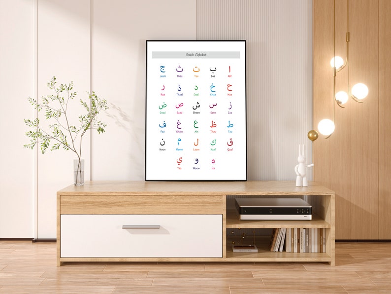 Arabic Alphabet Poster, Islamic Wall Art Kids Learning Printable ...
