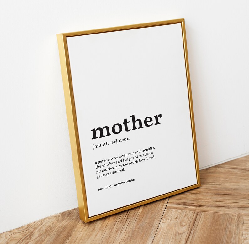 Mother And Mom Definition Print Printable Art Mom Print Minimalist