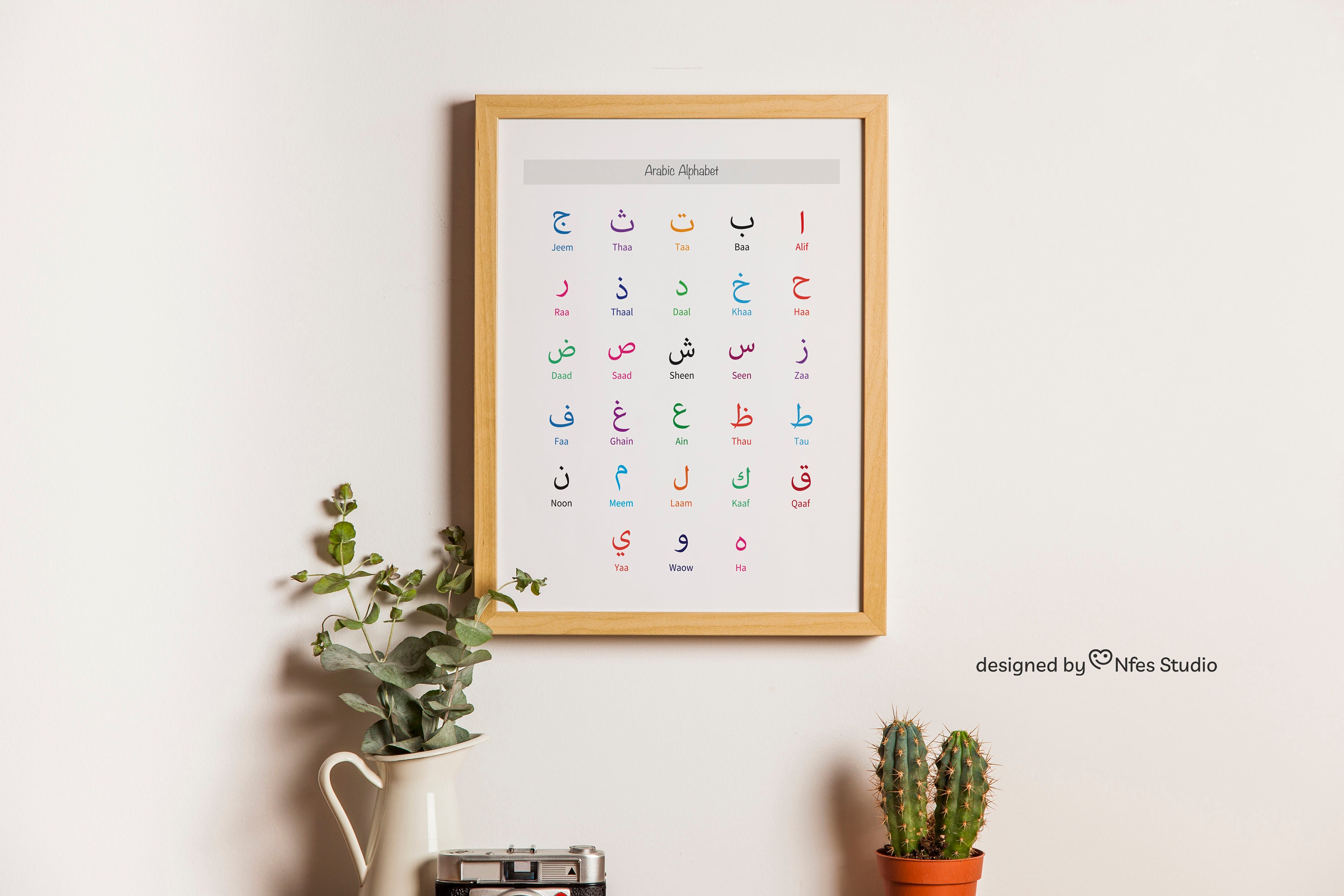 Arabic Alphabet Poster, Islamic Wall Art Kids Learning Printable ...