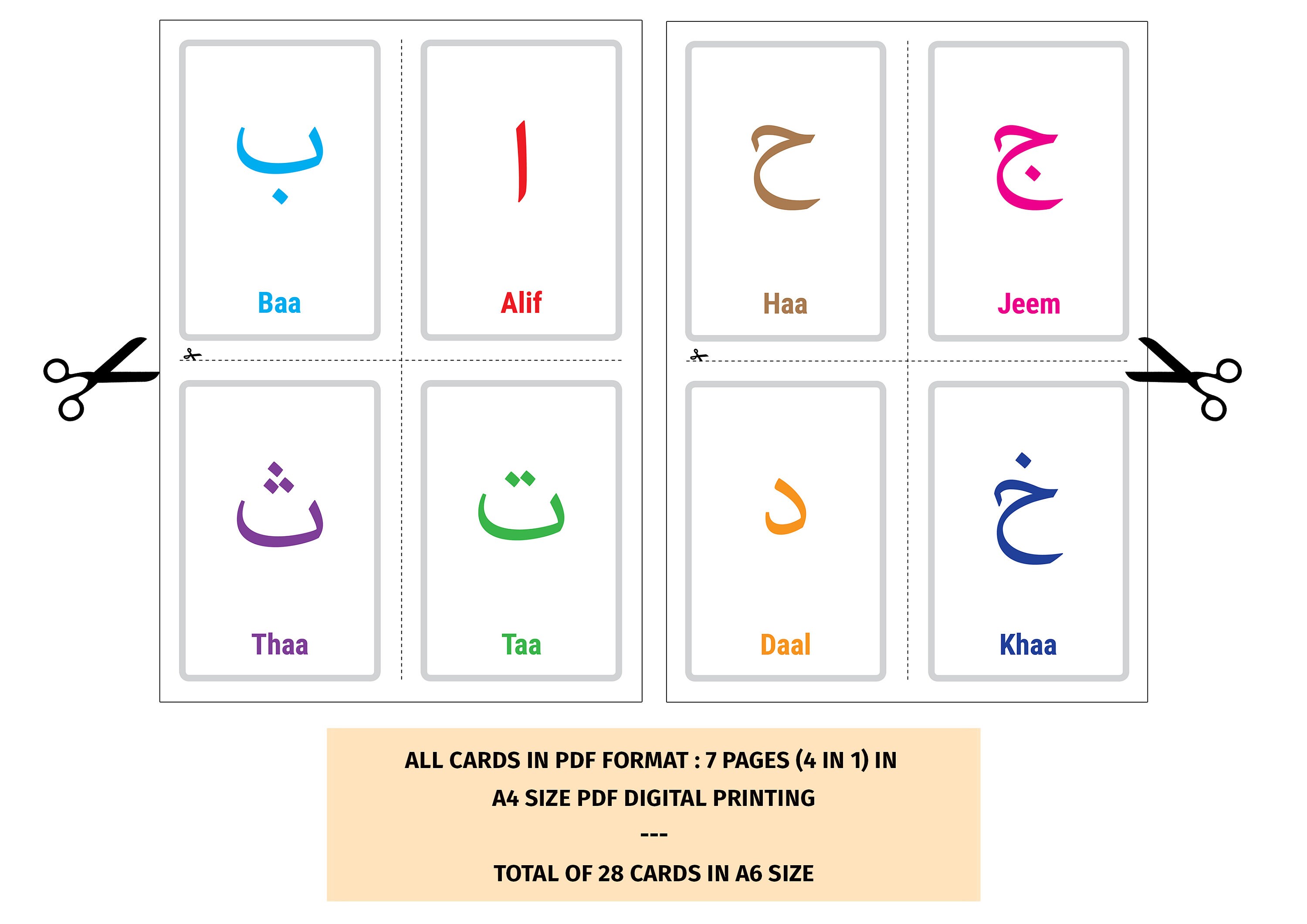 Arabic Alphabet Flashcards Alif Ba Ta Quran Islam - Etsy
