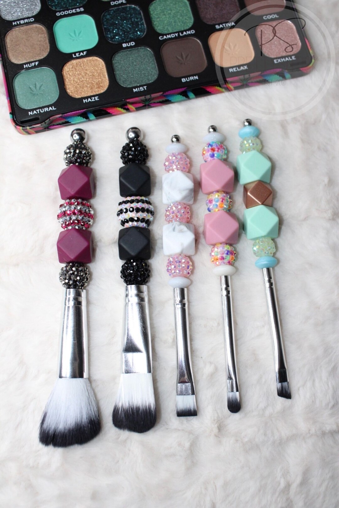 Make up Brush Set, Girl Theme, Beaded Silicone, Brush Set, Focal Bead ...