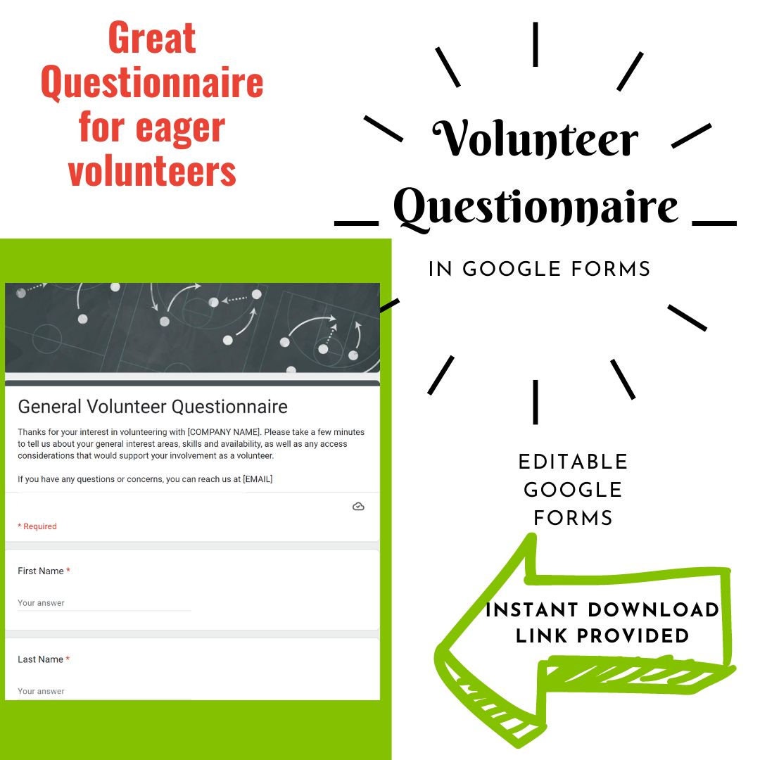 Volunteer Questionnaire to Help Coordinate Volunteers - Etsy