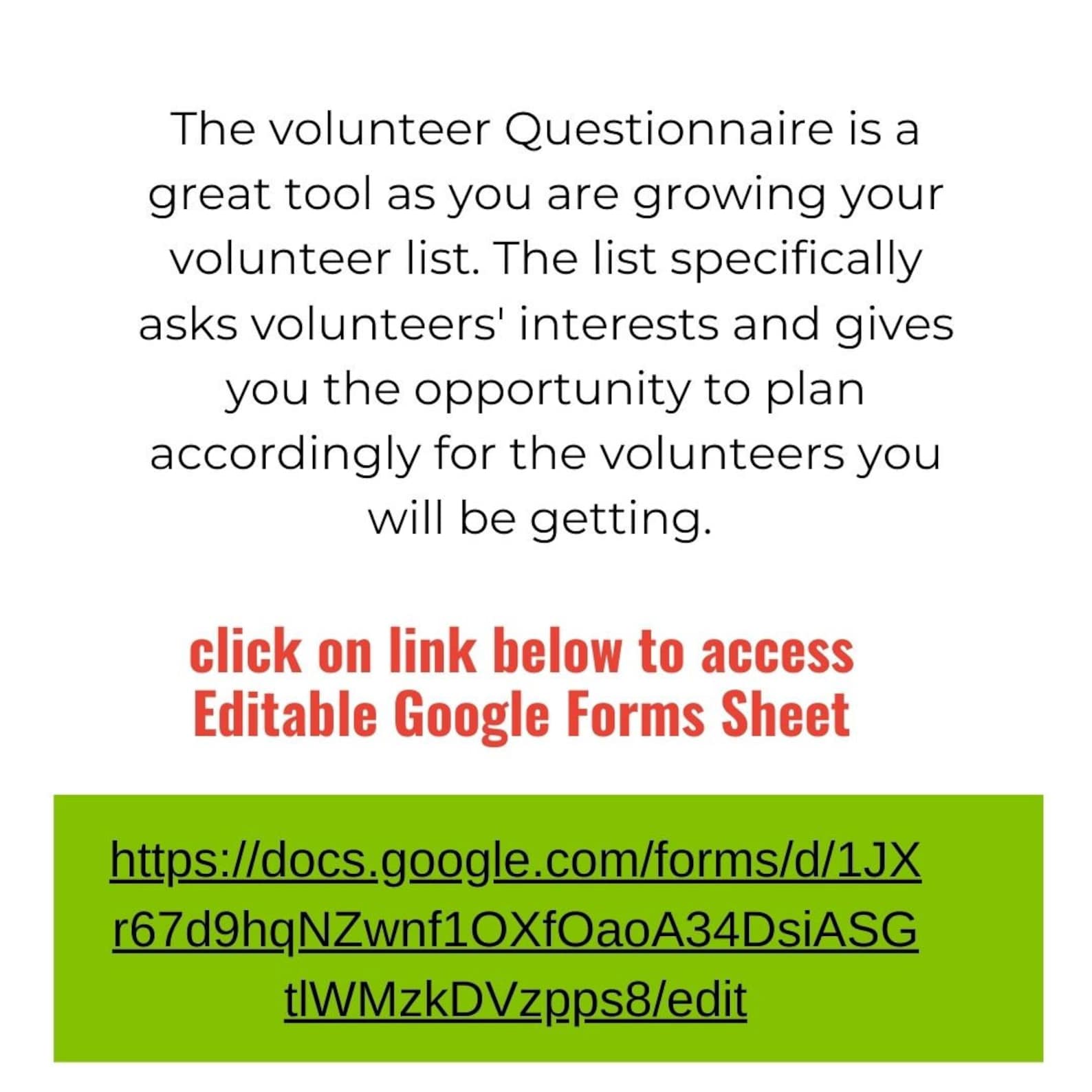 Volunteer Questionnaire to Help Coordinate Volunteers - Etsy