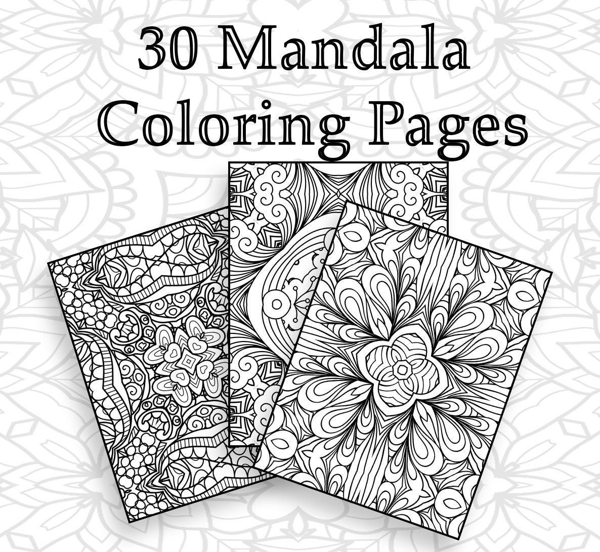 30 Mandala Coloring Pages | Relaxation, Meditation and Stress Relief - Etsy