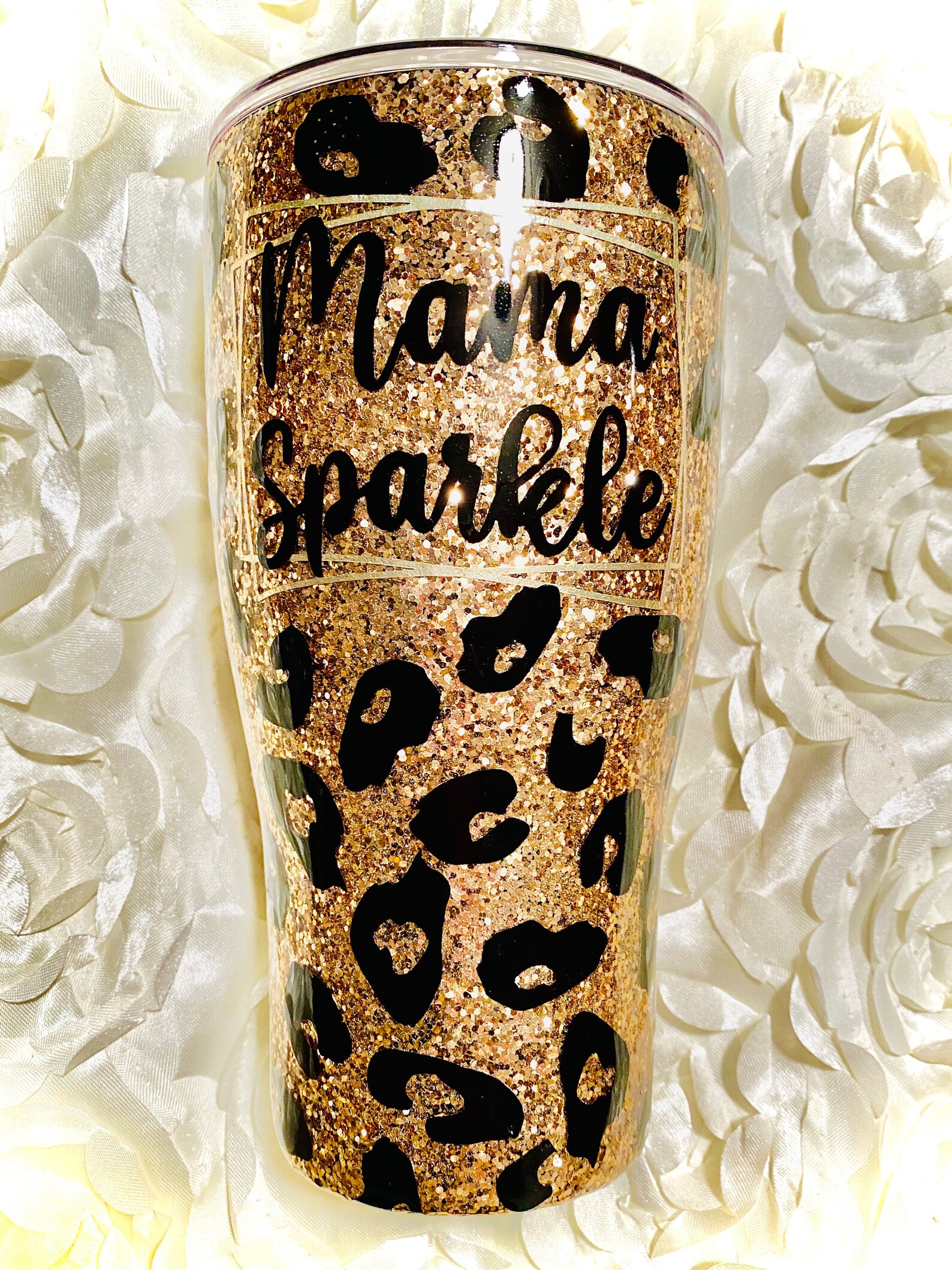 Mama Sparkle Glitter Leopard Tumbler Mommy And Me Stainless Etsy