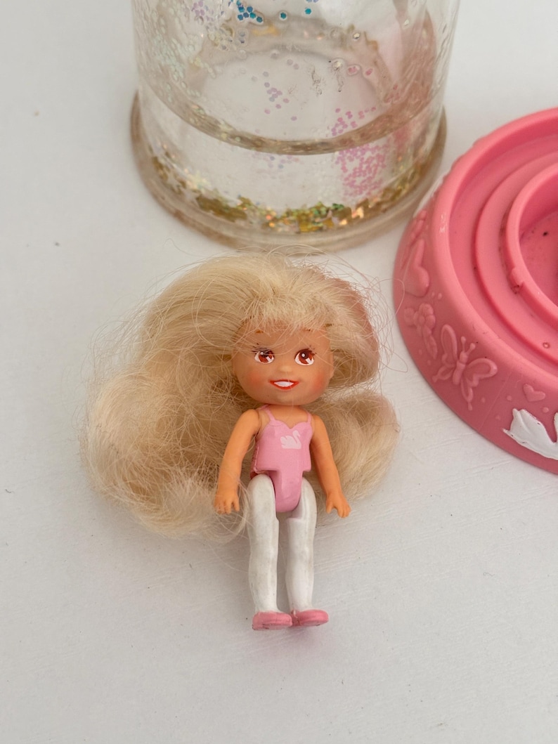 Vintage 1992 Hasbro Krystal Princess Glitter Dome Mini Doll Pink Swan ...