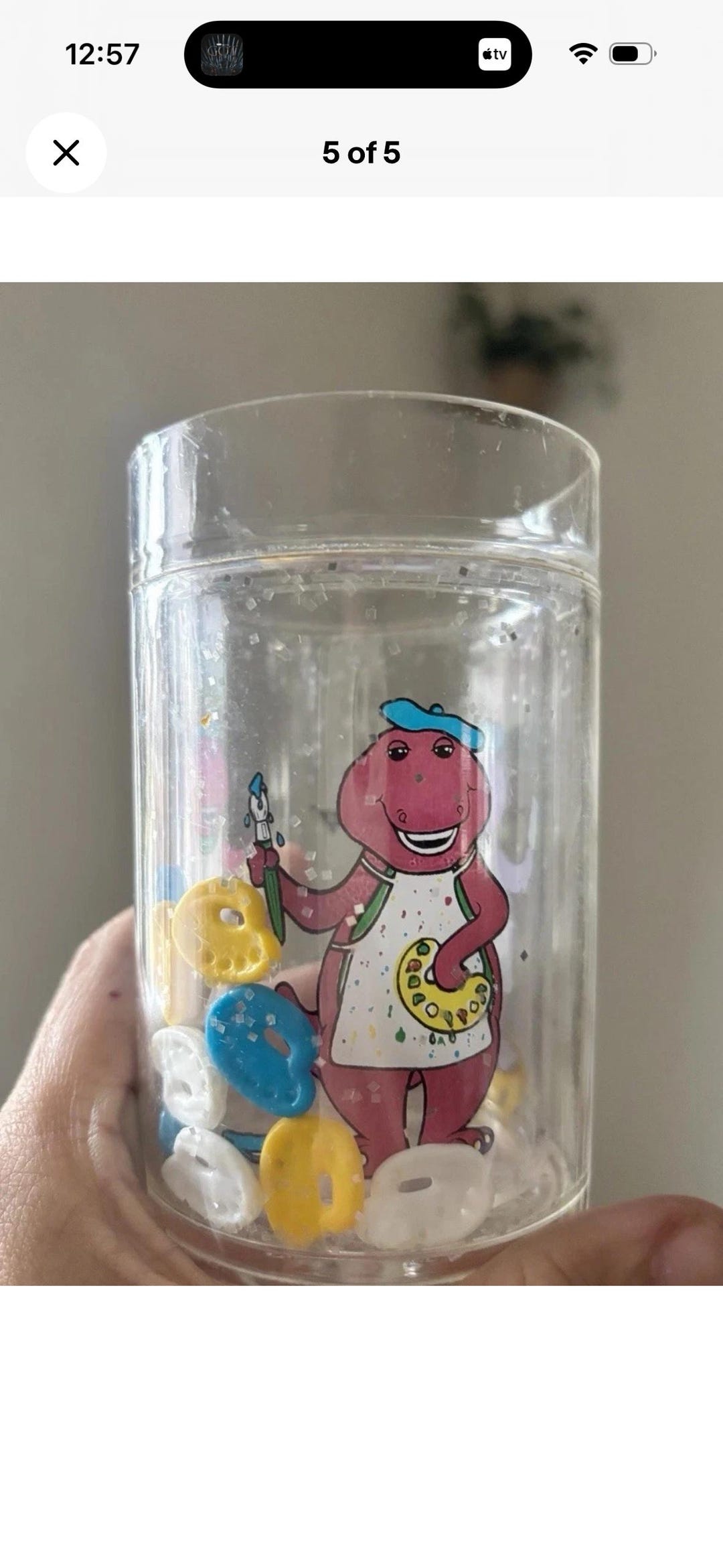 Vintage Barney Painting Tumbler Cup 1992 Selandia Double Wall Paint ...