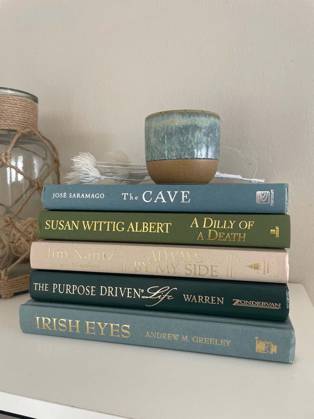 Bookshelf Decoration, Blue Books for Styling, Book Stack Decor, Book ...