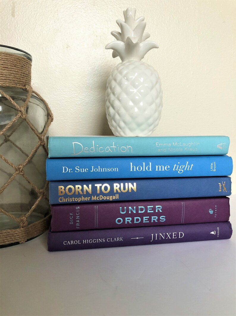 Purple Book Bundle Blue Book Stack Bookshelf Decor Book - Etsy