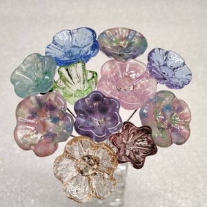 SPRING PASTELS Bouquet ~ Glass Flower/leaf Bouquet, Tiny Small Glass ...