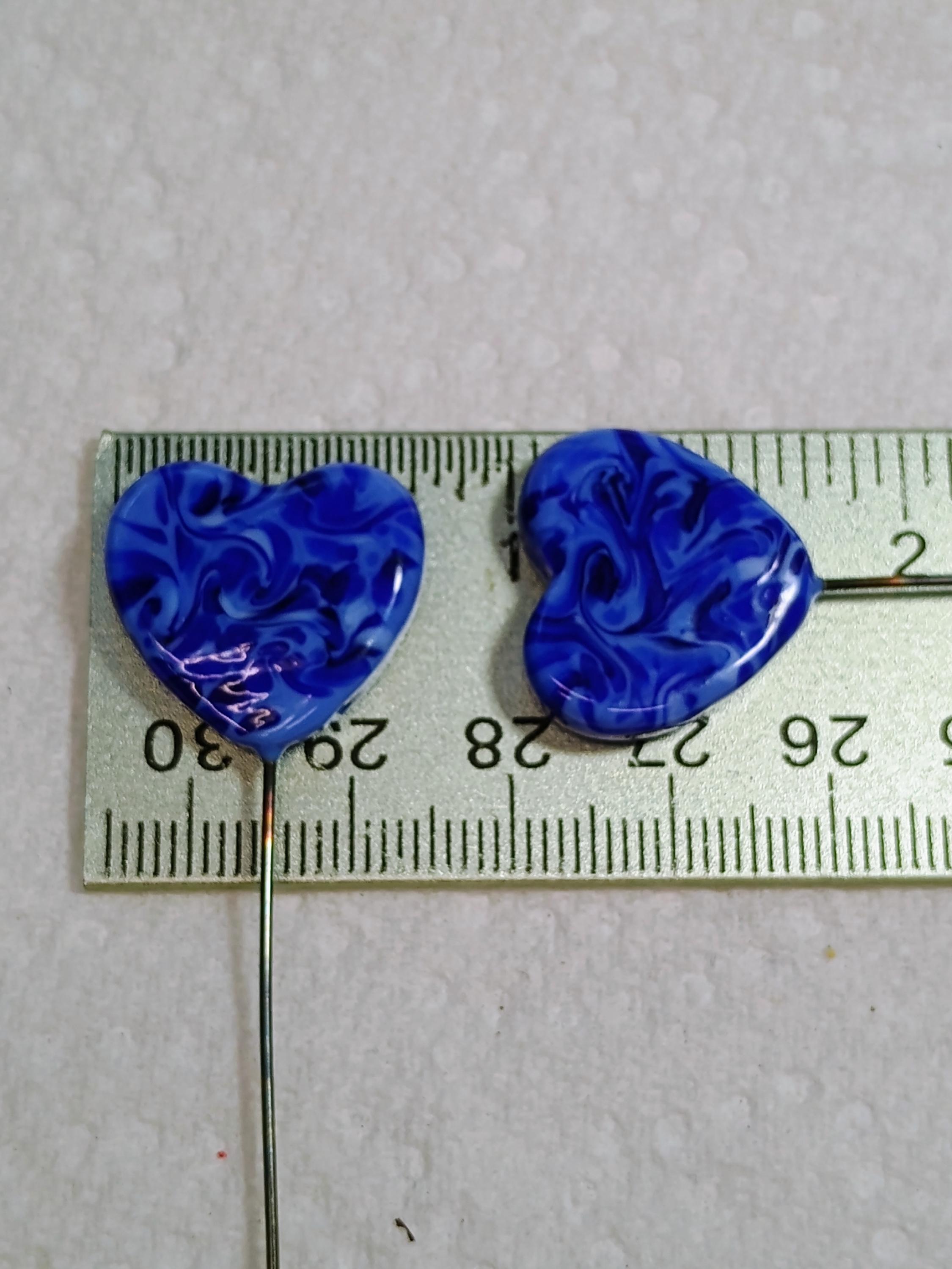 Glass Heart Plant Pick: Blue/blue Swirl, Heart on 5in Wire. Use for ...