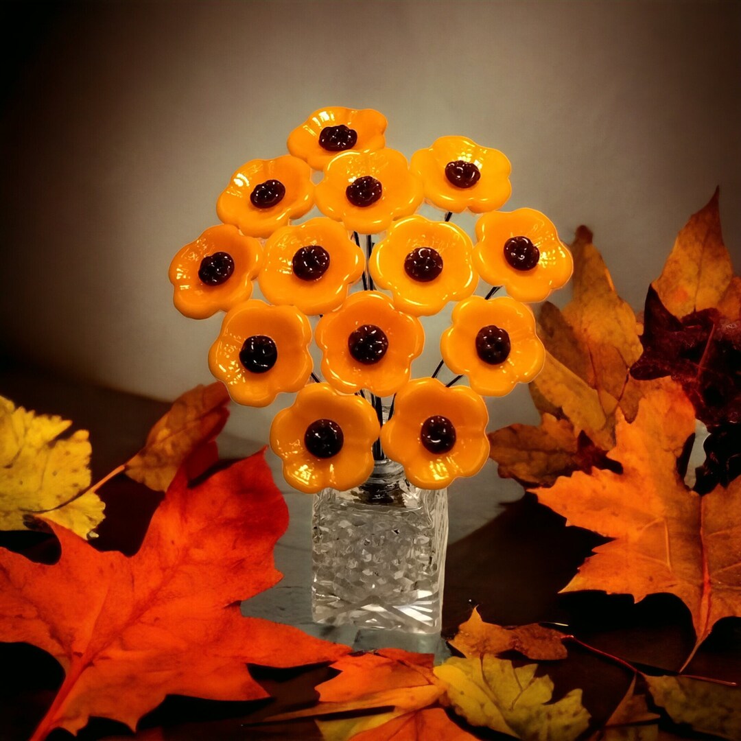 MERIGOLD Glass Flower Headpins Miniature Tiny Small Glass Flowers on ...