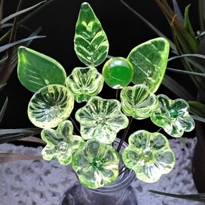 Uranium Glass Flower Bouquet Gift, Full Set/12 Vasoline Glass Mini ...