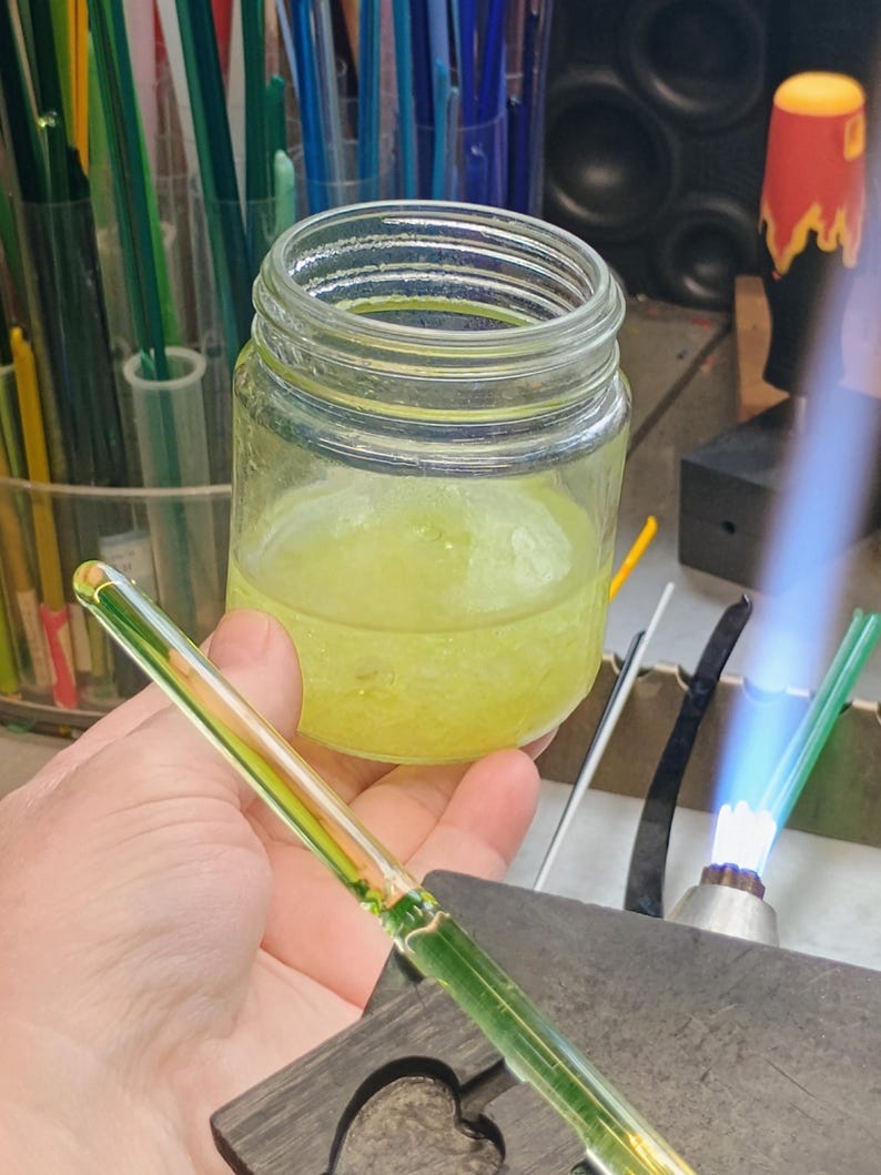 TINY Bottle Uranium UV Glass Chips in Jar Uranium Green Blue Yellow Red ...