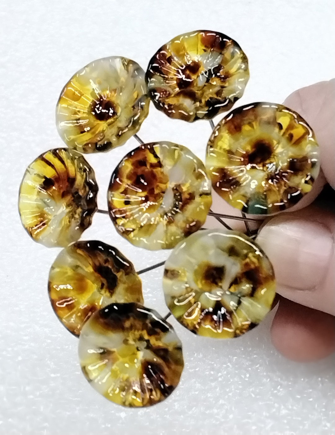 Autumn Sprinkles Coral Disk Glass Flower Headpins ~ Tiny Small Mini ...