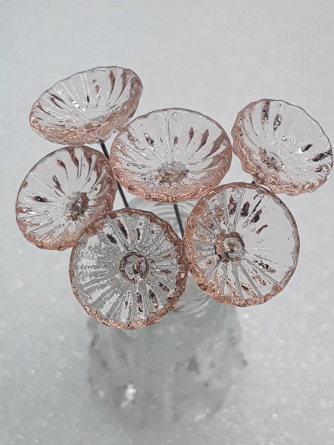 SWEET PEACH Transparent Glass Flower Headpins Tiny Small Miniature ...