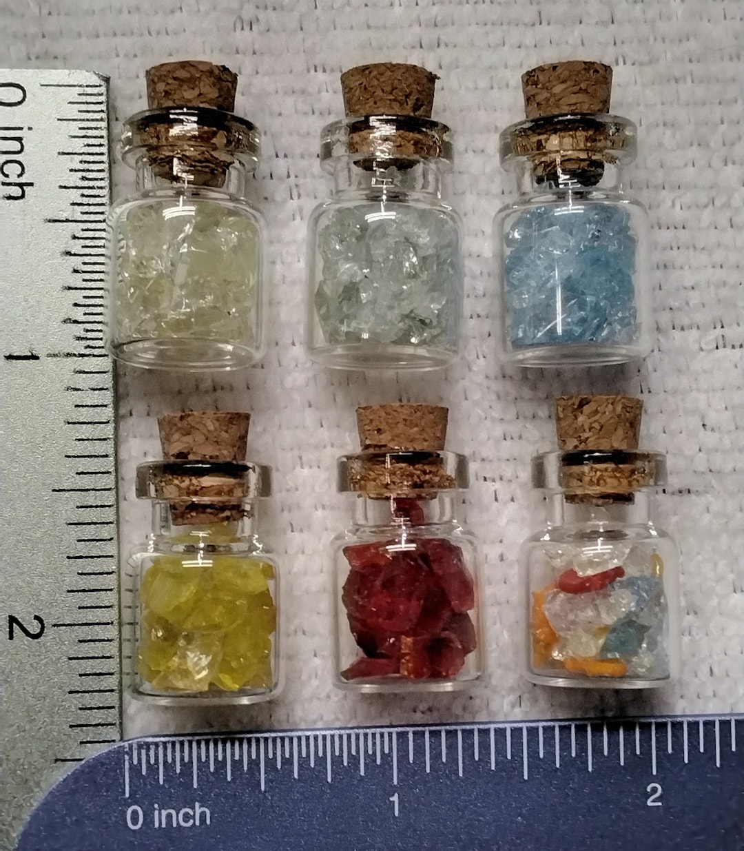 TINY Bottle Uranium UV Glass Chips in Jar Uranium Green Blue Yellow Red ...