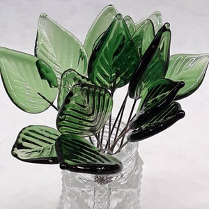 Elegant Sage Green Glass Leaf Headpins;tiny Small Glass Leaf Shape on ...