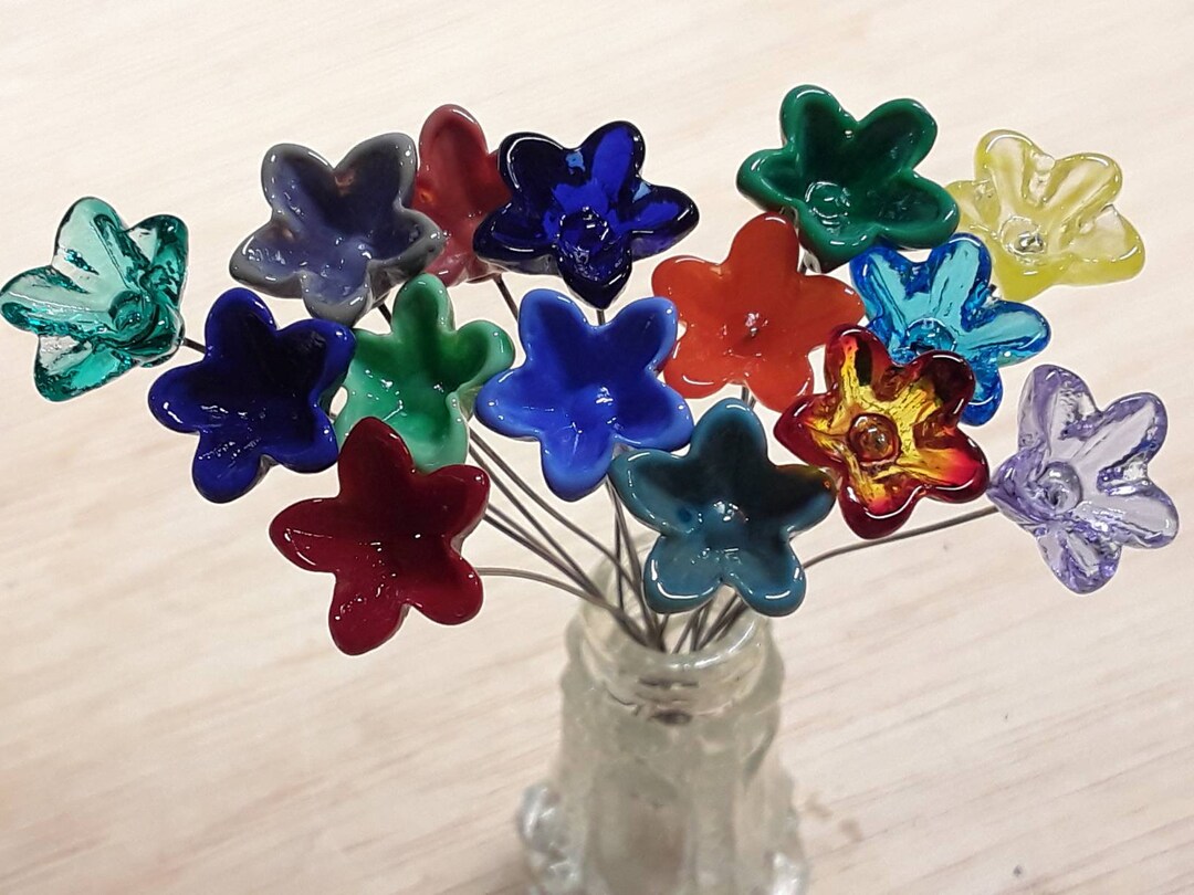Starflower Shape Glass Flower Headpins ~ Tiny, Small Miniature Glass ...