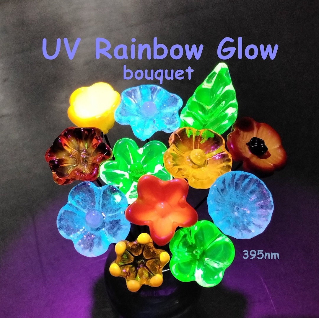 Uranium RAINBOW GLOW Bouquet Multi Color UV Reactive Mini Tiny Small ...
