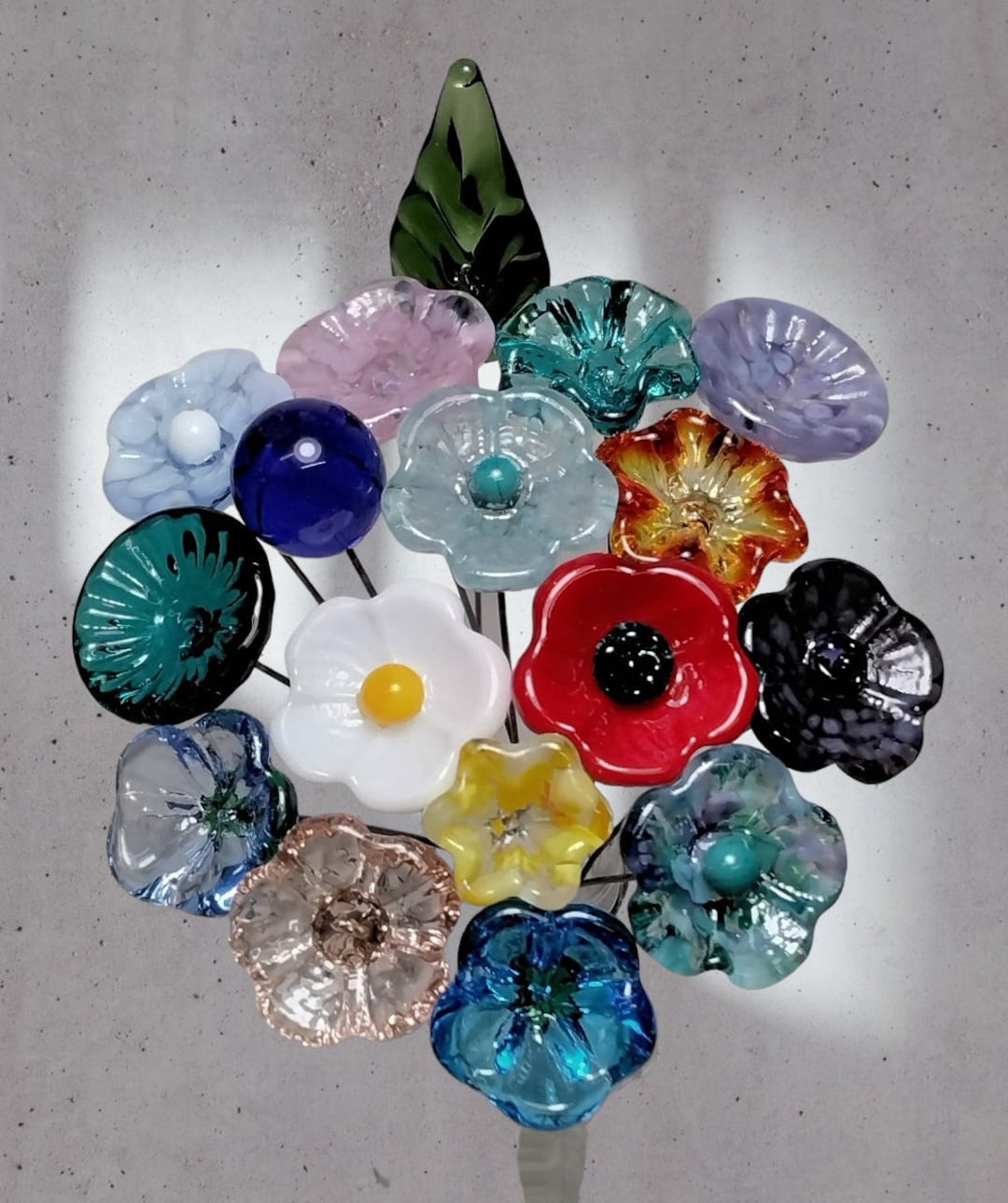 Deluxe Bestsellers Bouquet Mini Glass Flower/leaf Bouquet With 17 ...
