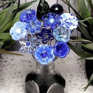 TRUE BLUE Bouquet-loyal/trustworthy/faithful ~glass Flower Bouquet ...