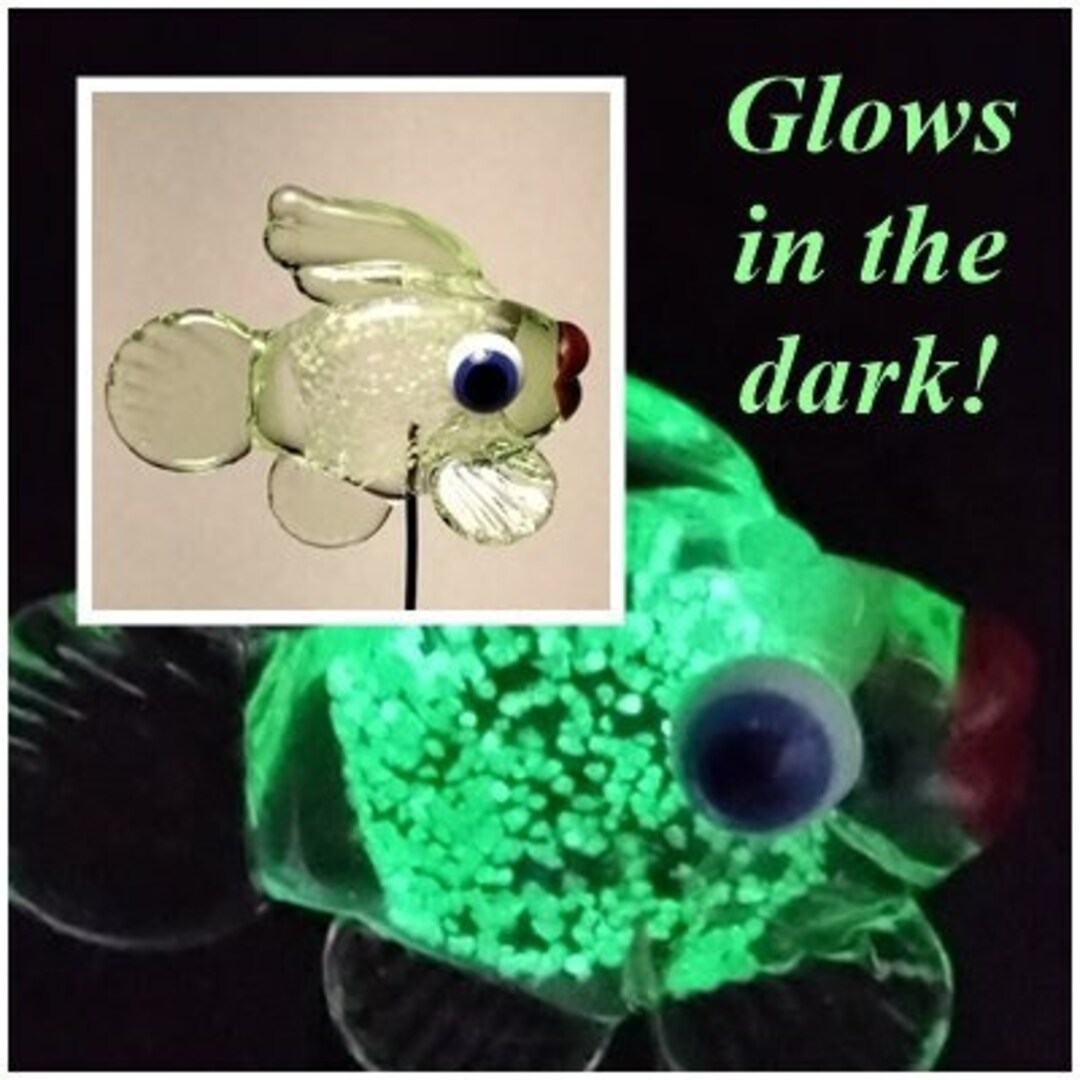 Glowglitter FISH Glass Sculpture 5 High Handmade Lampwork Small Fish ...