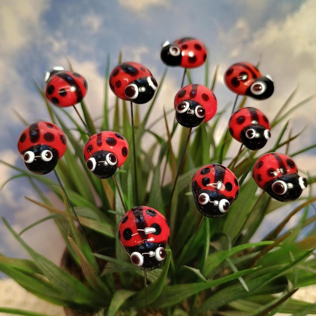 Ladybug Miniature Glass Ladybug Beetle Bug Each Hand-formed; 5 Inch ...