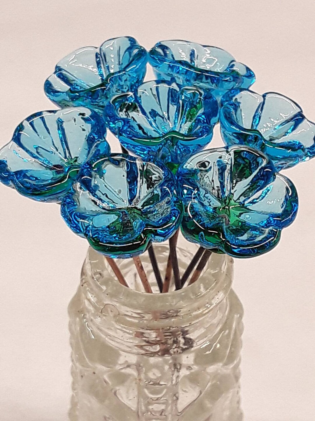 March Aquamarine Bellflower Miniature Glass Flower Headpins March ...
